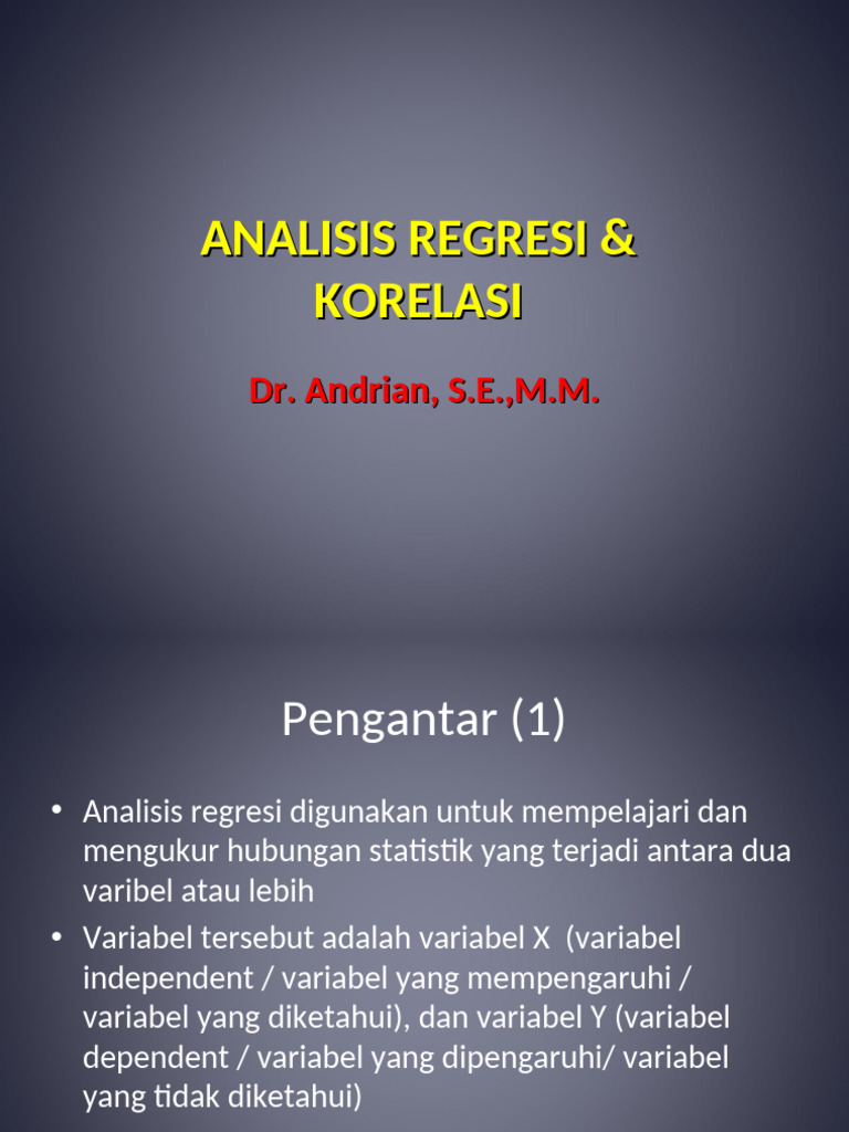 Analisis Regresi & Korelasi | PDF