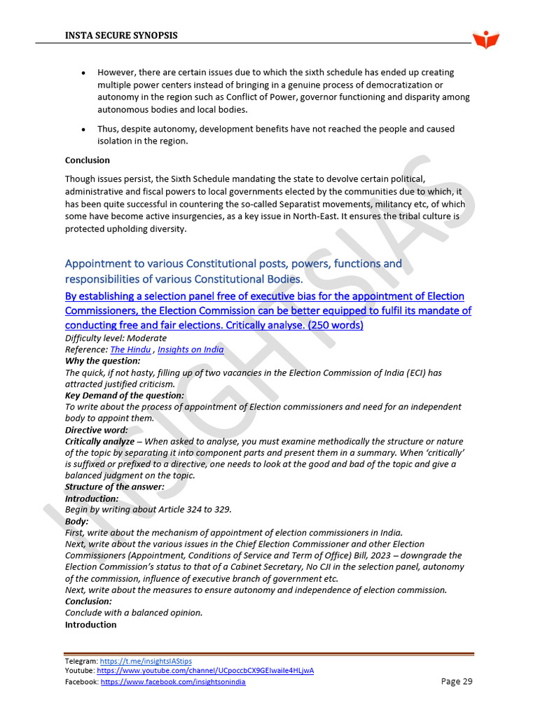 Appointment To Various Constitutional Posts, Powers, Functions and ...