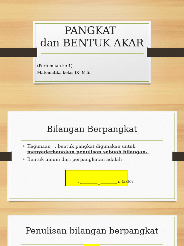 Pertemuan1 Kelas 9 MTK Bab1 (Pangkat Dan Bentuk Akar) | PDF