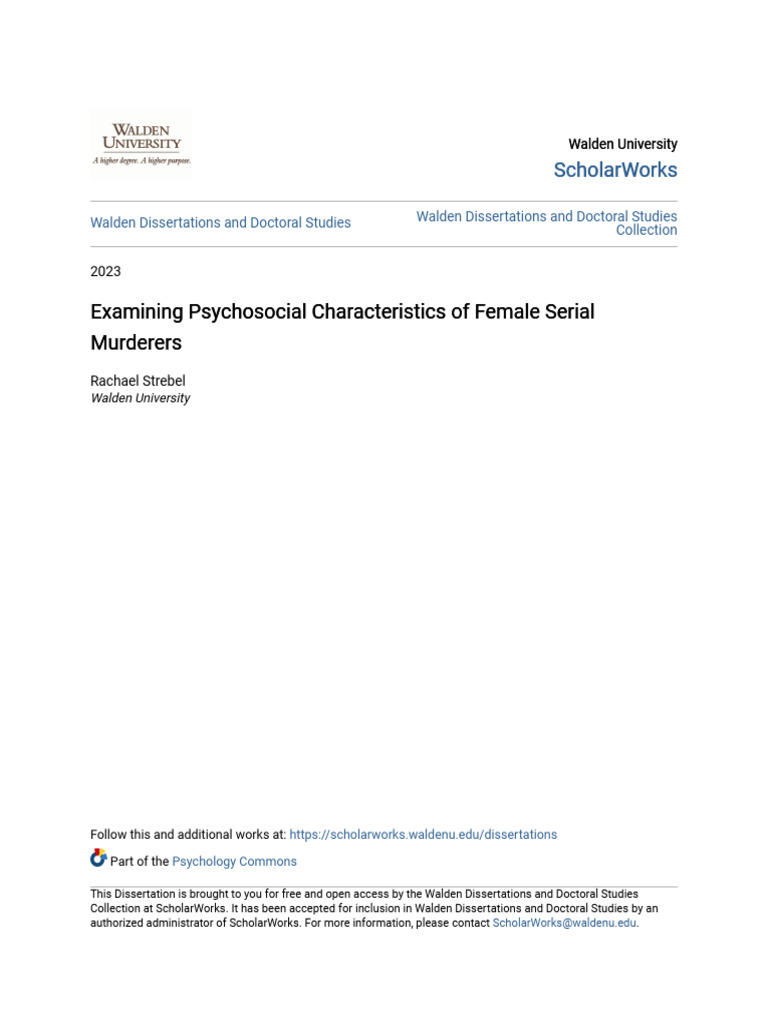 Examining Psychosocial Characteristics of Female Serial Murderers | PDF ...