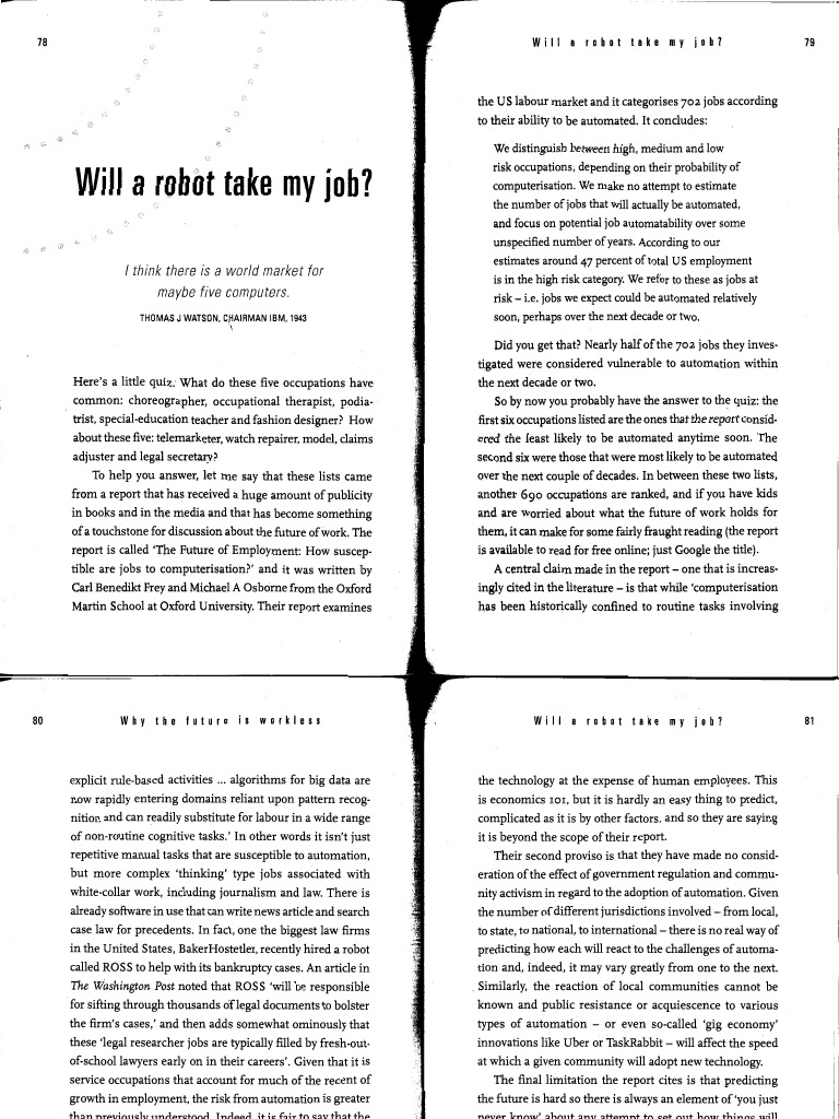 Will A Robot Take My Job | PDF | Automation | Economies