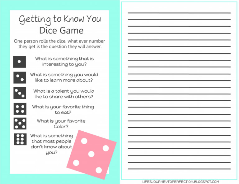 Getting To Know You Dice Game | PDF