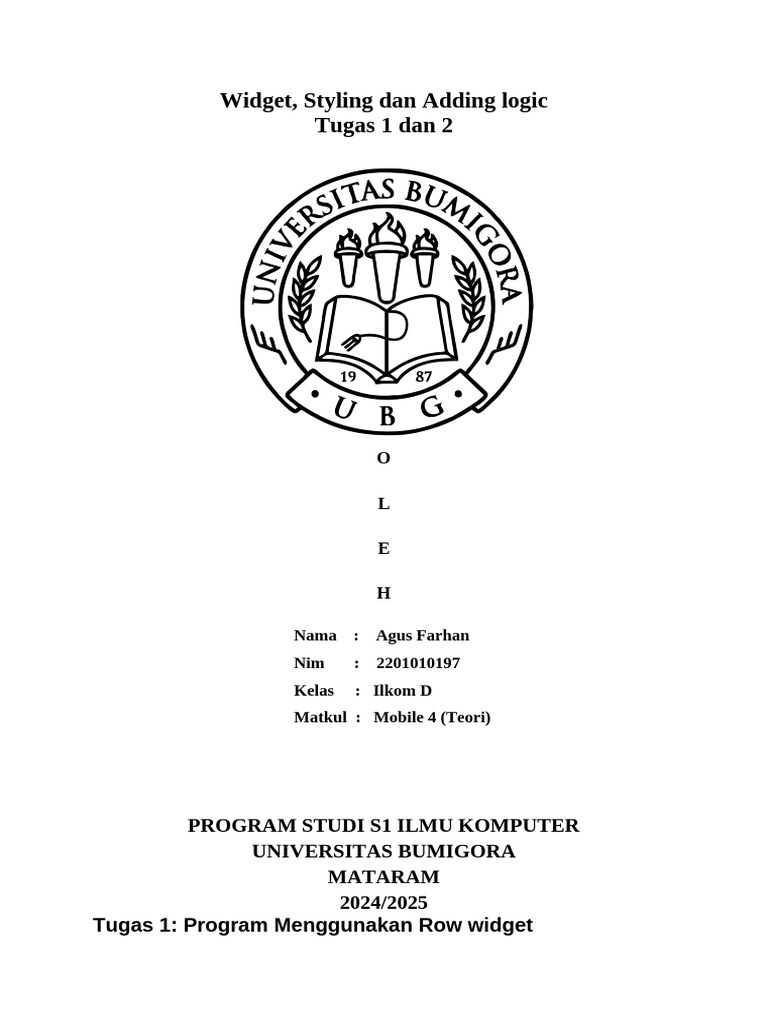 Tugas1 2 Agus Farhan (2201010197) KelasD | PDF | Software Development | Computer Programming