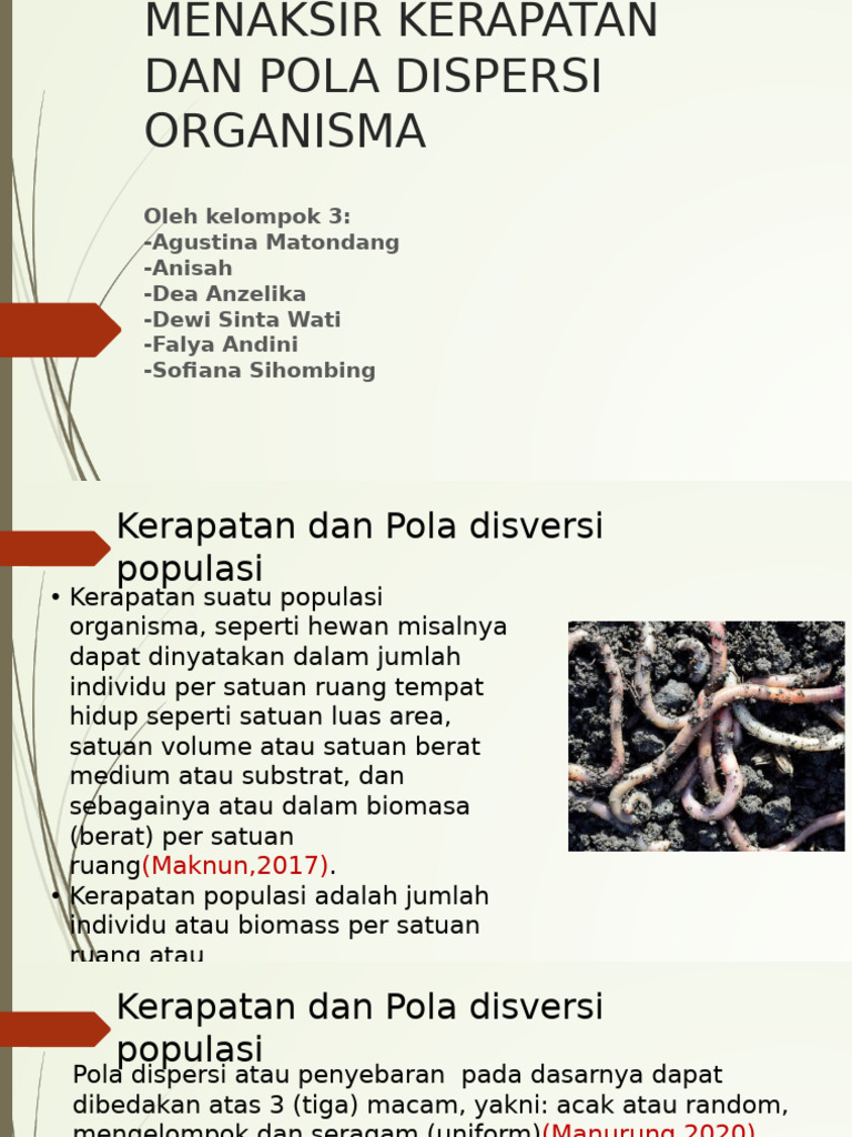 Kerapatan dan Pola Dispersi Cacing Tanah | PDF