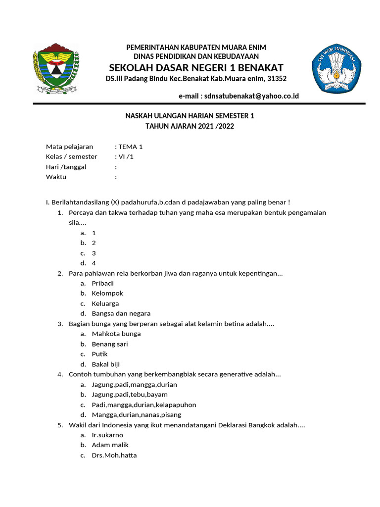 Soal Ulangan Harian | PDF