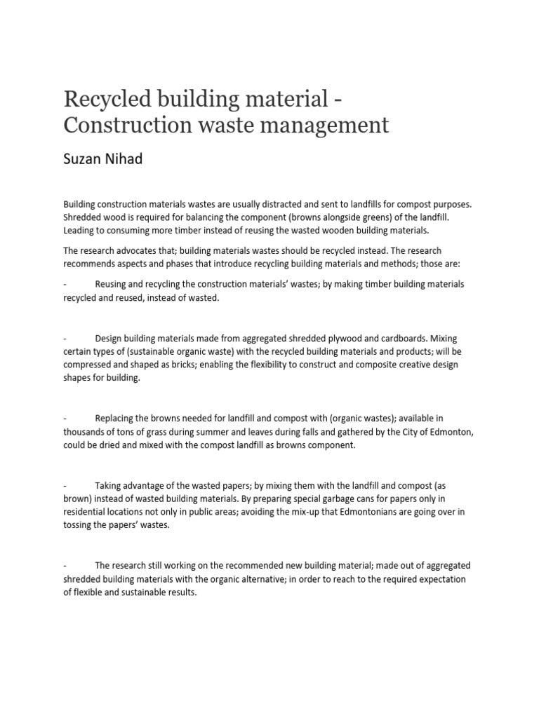 Recycled Building Material Construction | PDF