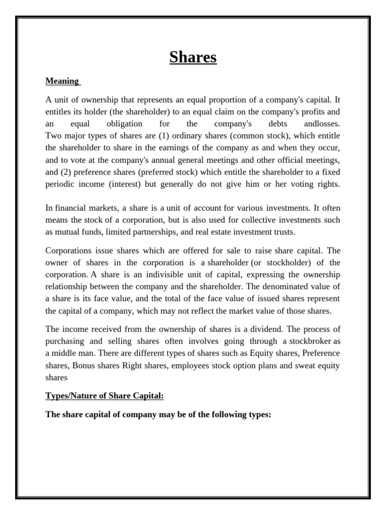 Shares Debenture Pdf Stocks Preferred Stock