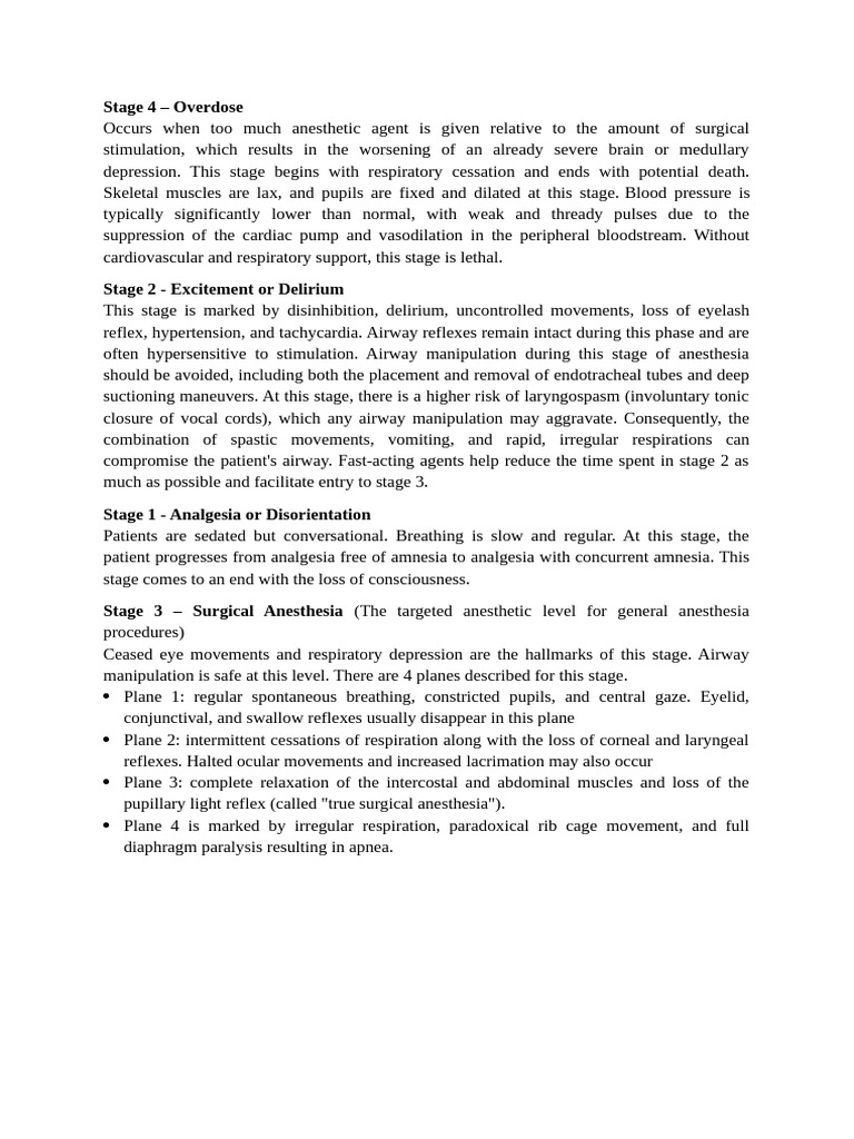 Stages of Anesthesia Based On Guedel | PDF | Anesthesia | Clinical Medicine