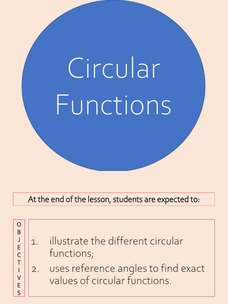 Quarter2.lesson 3 Circular Functions1 | PDF | Trigonometric Functions | Special Functions