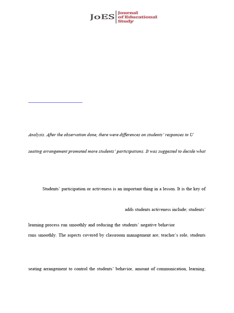 U-Shape and Cluster Seating Arrangement in Teachin | PDF | Classroom ...