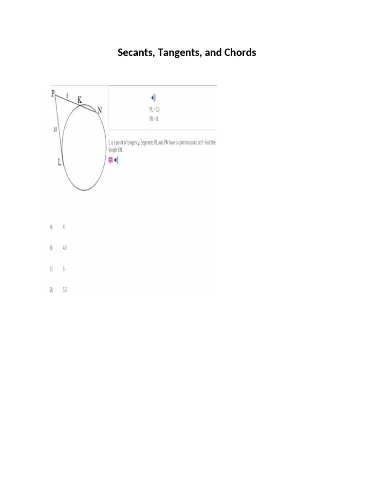Secants, Tangents and Chords | PDF