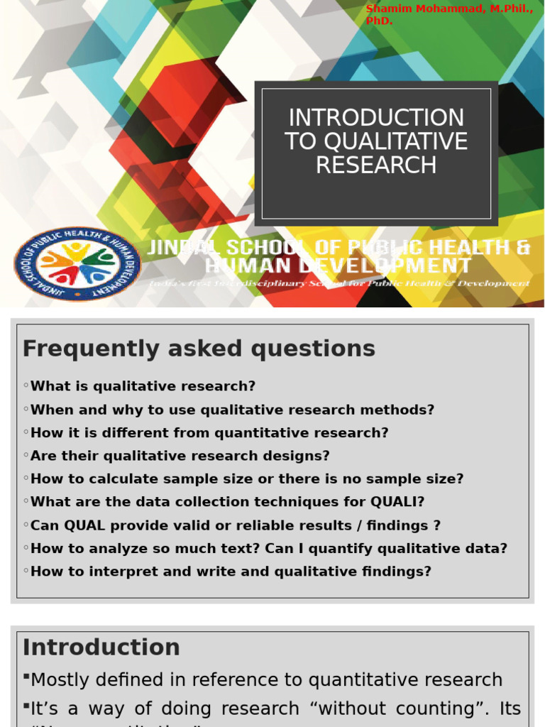 Intro-Qualitative Research-MPH | PDF | Experience | Quantitative Research