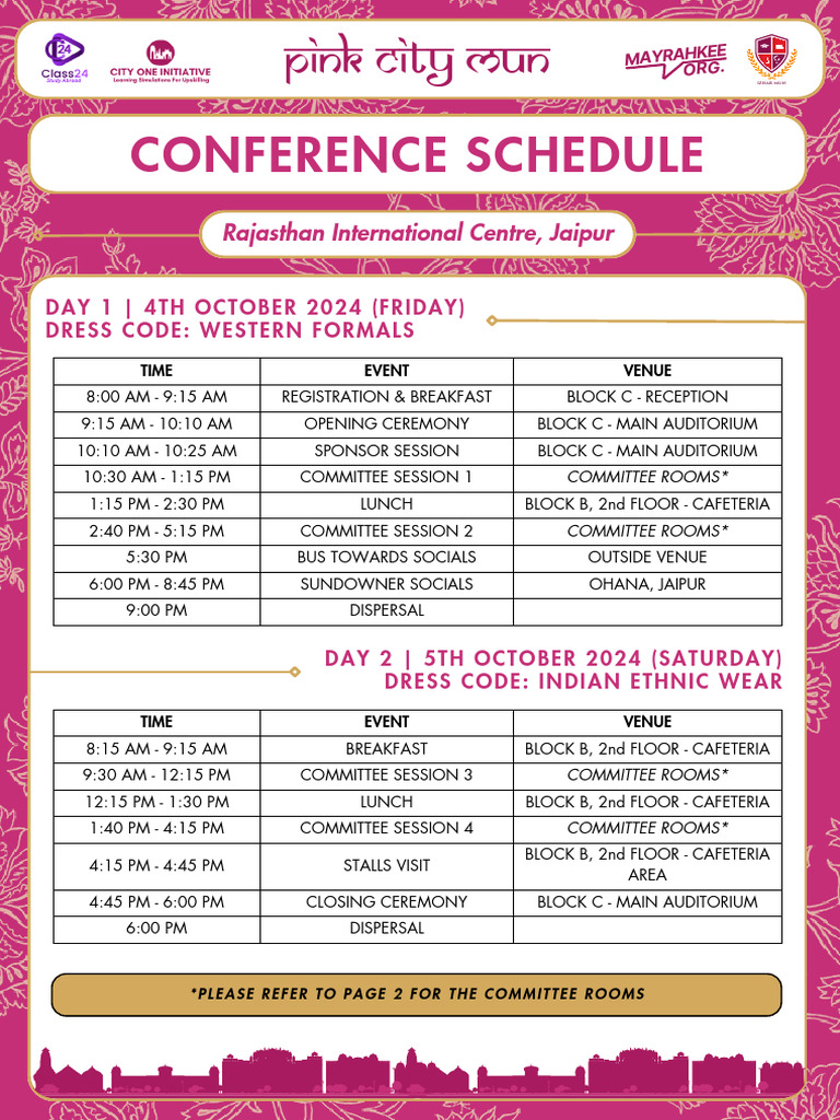 CONFERENCE SCHEDULE PIhjbNKCITY MUN | PDF