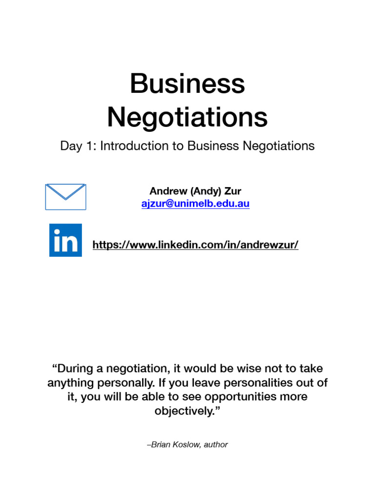 Introduction to Business Negotiations | PDF | Extraversion And Introversion | Empathy
