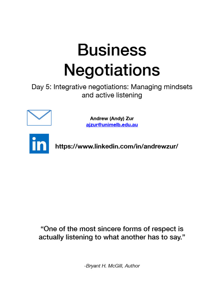 Integrative Negotiations Managing Mindsets and Active Listening - 2021 ... Integrative Negotiations Managing Mindsets and Active Listening - 2021 ...