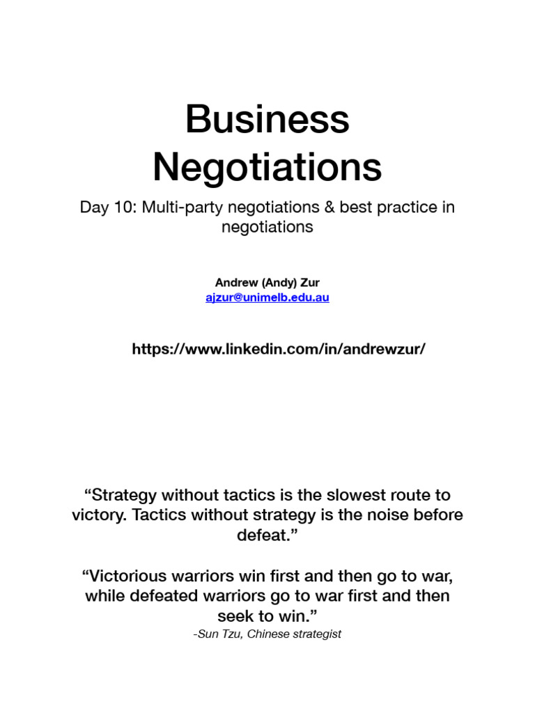 Multi-Party Negotiation Strategies | PDF | Negotiation | Bargaining