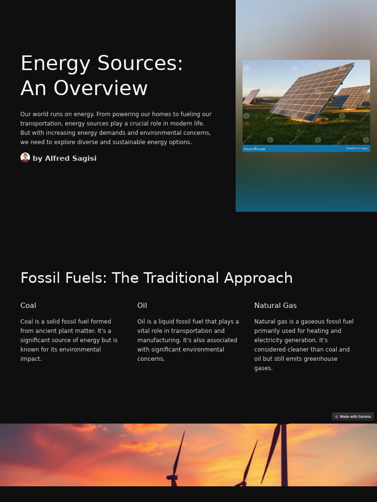 Energy Sources An Overview | PDF | Nuclear Power | Renewable Energy