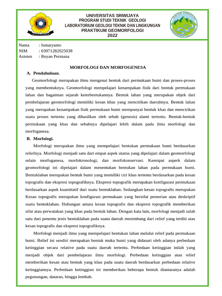 Resume Geomorfo 2.morfologi Dan Morfogenesa | PDF