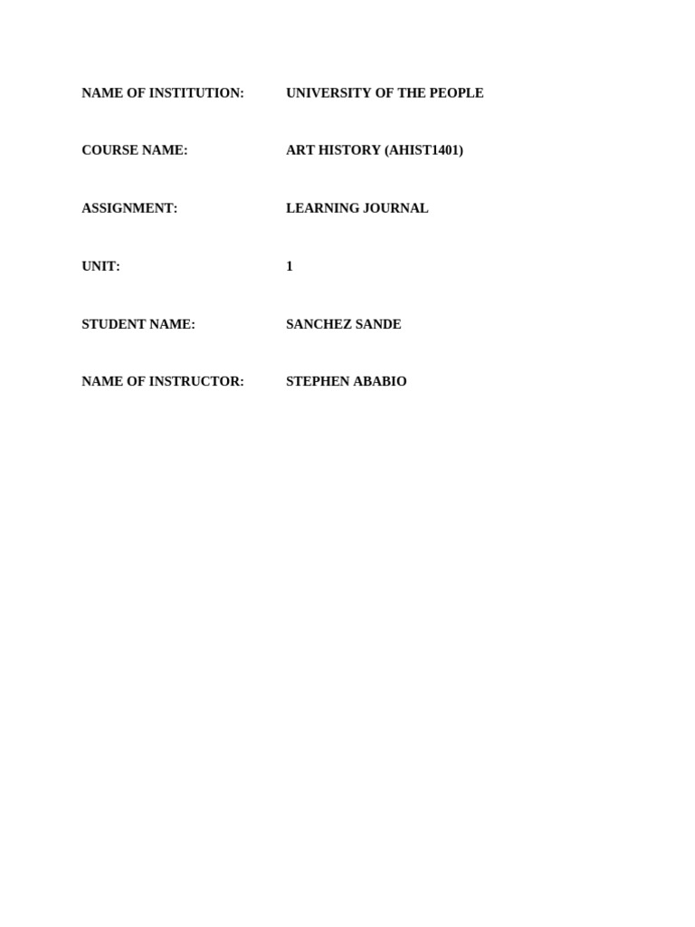 Ahist1401 LJ Unit 1 | PDF | Creativity | Critical Thinking