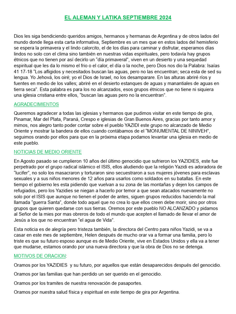 El Aleman y Latika Septiembre 2024 | PDF | Oración | Transferencia bancaria