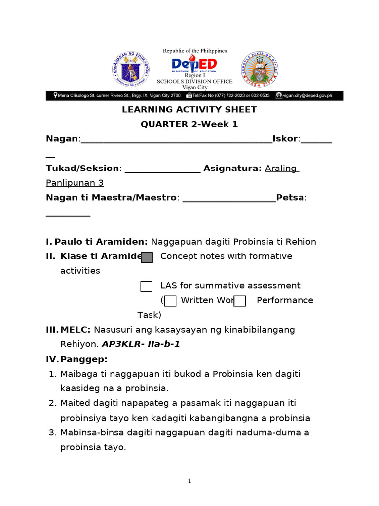 AP3 Q2 LAS CN Week1 | PDF