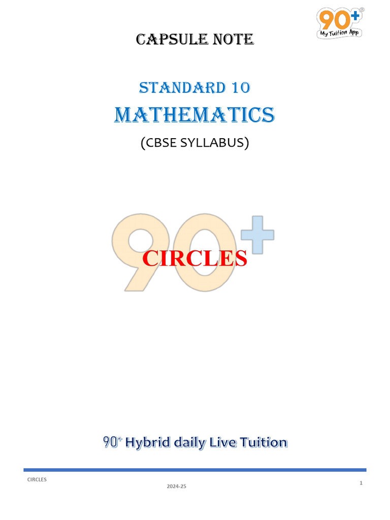 CH 10 Notes | PDF | Circle | Perpendicular