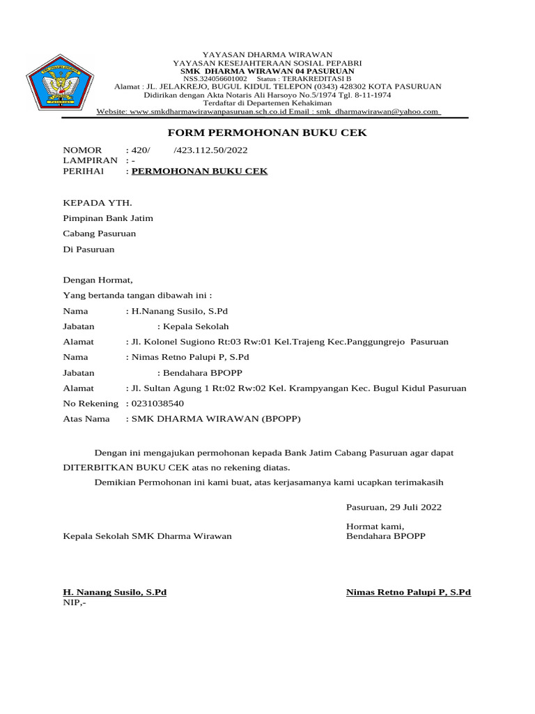 Permintaan Buku Cek | PDF
