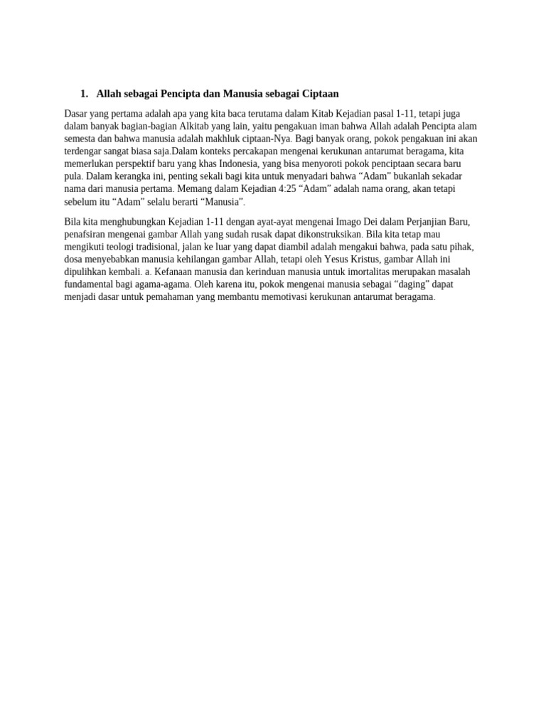 Allah Sebagai Pencipta Dan Manusia Sebagai Ciptaan | PDF
