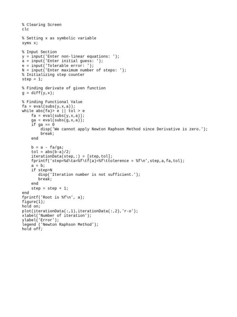 Newton Raphson (Main) .M | PDF