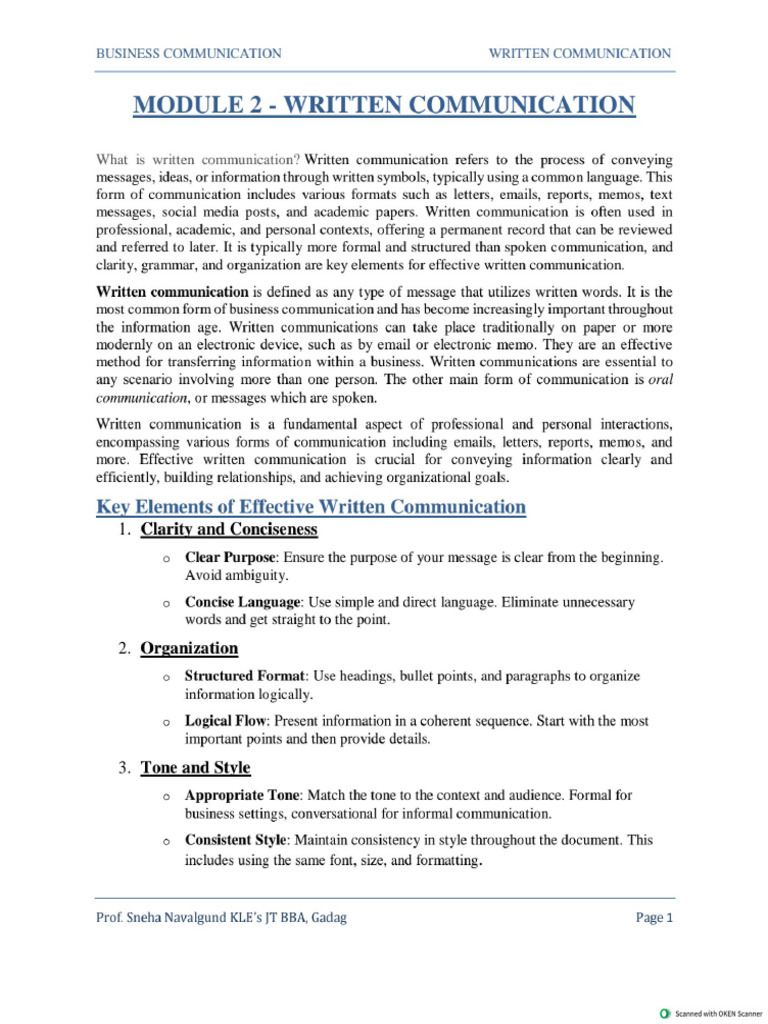 Unit 2-Written Communication | PDF