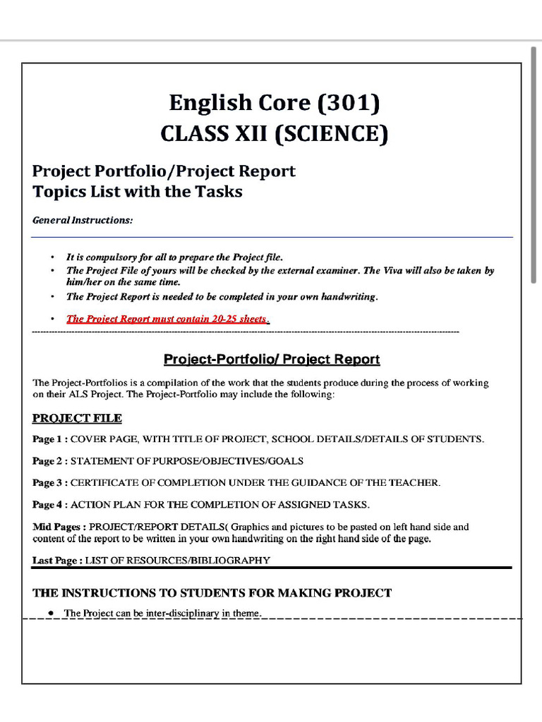 12th English Project Science Stream 2024-25 | PDF