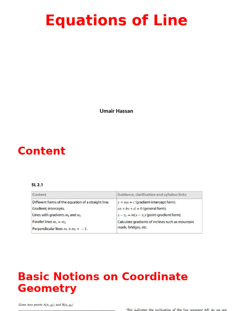 Equations of Line | PDF