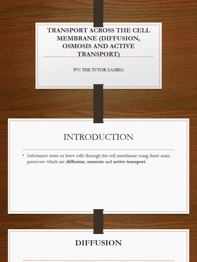 Transport Across The Cell Membrane (Diffusion | PDF | Osmosis | Diffusion