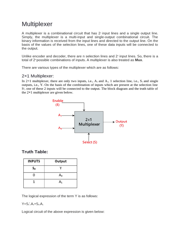 Multiplexer | PDF | Electronics | Electrical Circuits