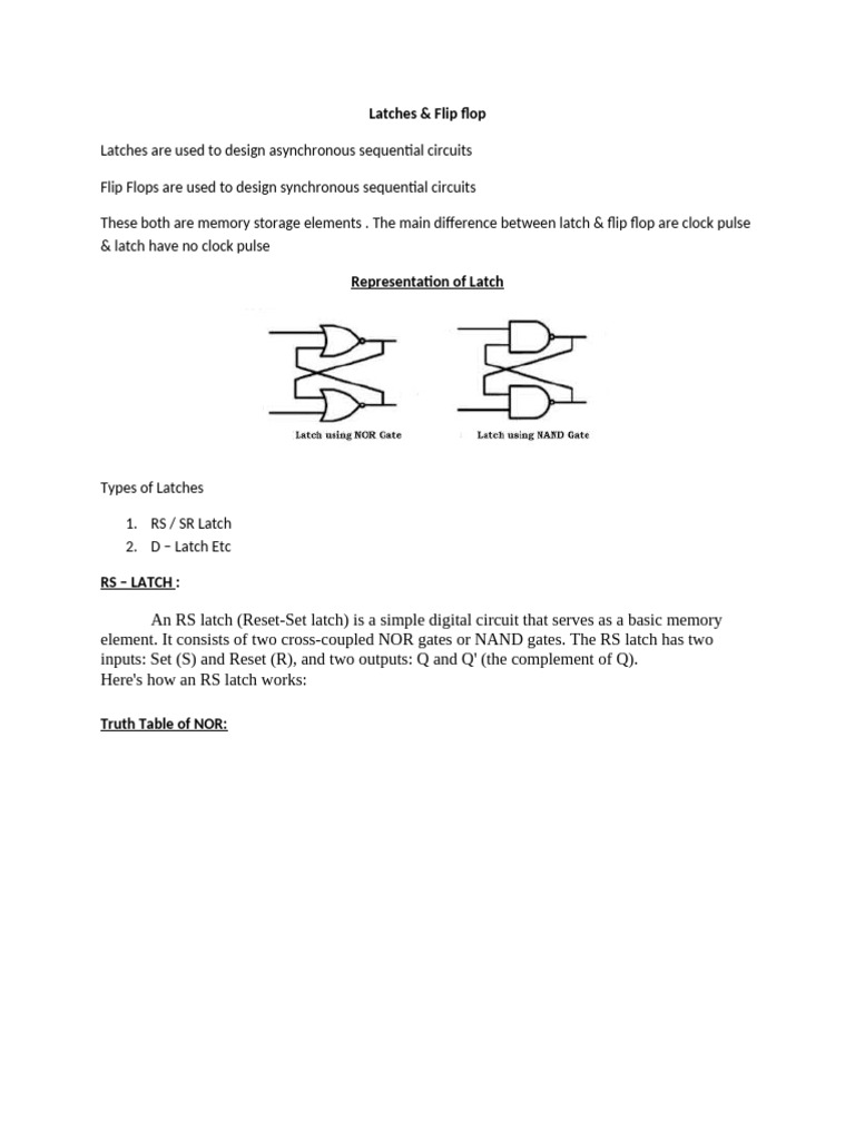 Latches Notes | PDF | Electronic Circuits | Computer Engineering