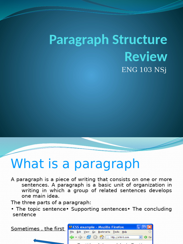 Paragraph Structure Review | PDF | Paragraph | Sentence (Linguistics)