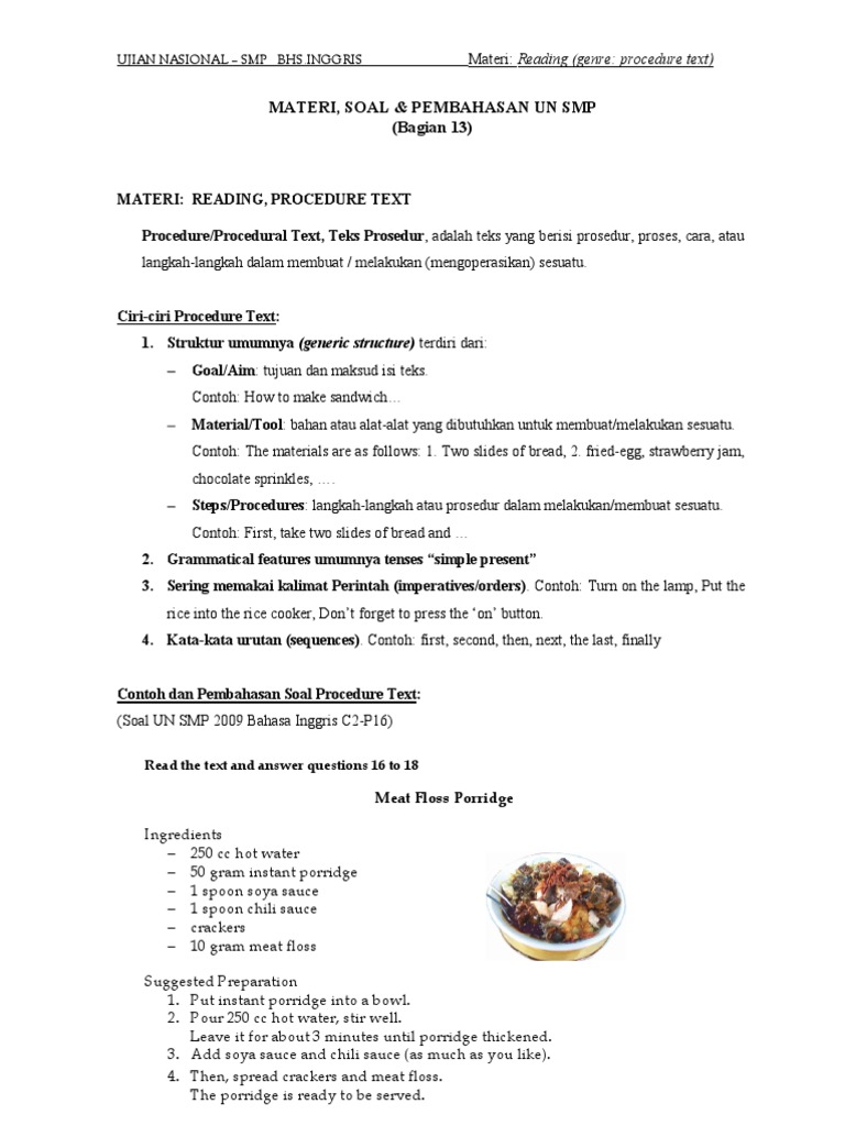 Procedure Text Reading Guide for Students | PDF | Cooking | Food And Drink