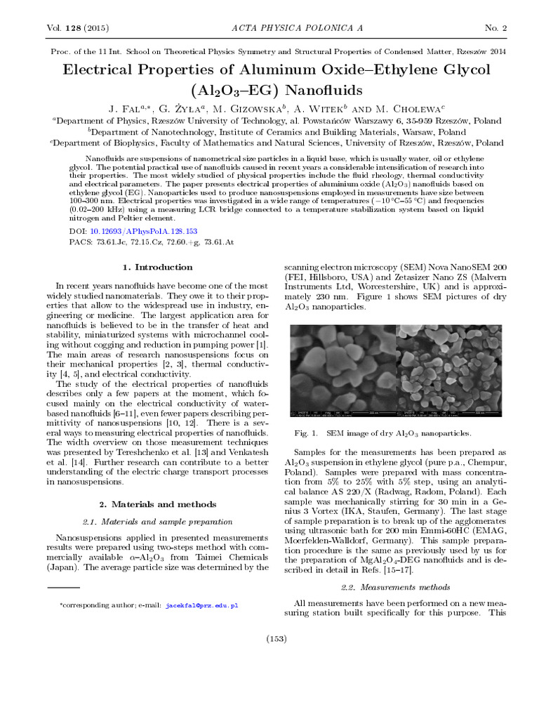 Electrical Properties of Aluminum O | PDF | Nanoparticle | Materials ...
