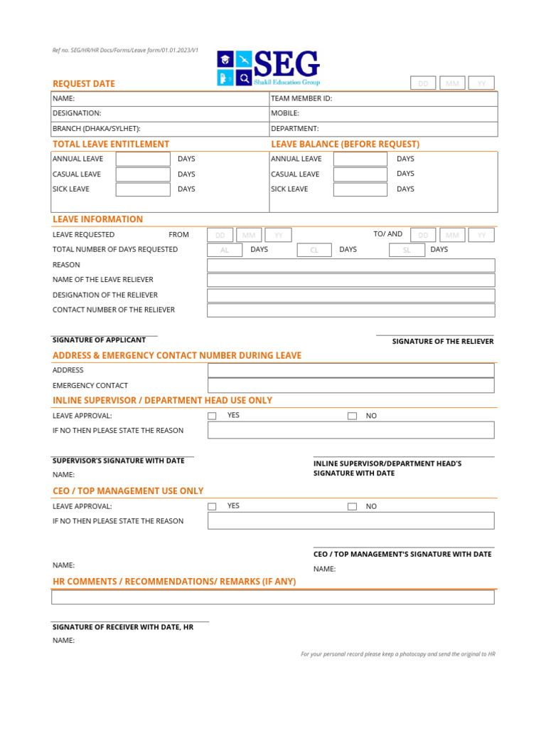 Leave Request Form | PDF