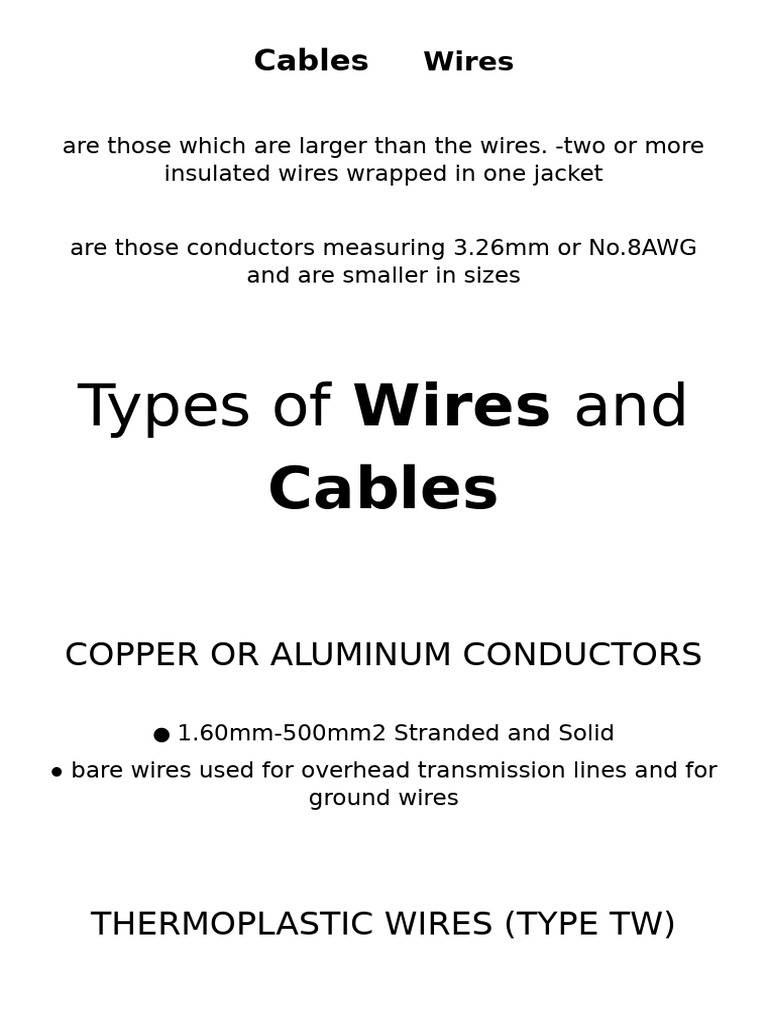 Types of Wires and Cables Explained | PDF