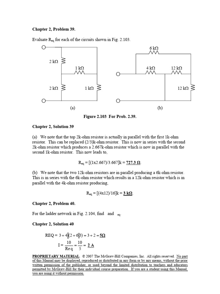 Chapter 2, Problem 39.: Proprietary Material | PDF | Physical Quantities | Electrical Circuits