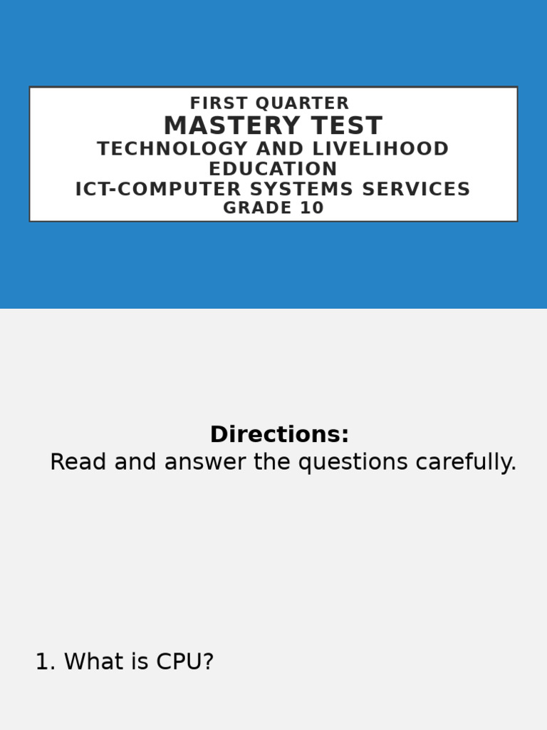 Mq1 g10 Css Mastery Test | PDF | Computer Hardware | Computer Data Storage
