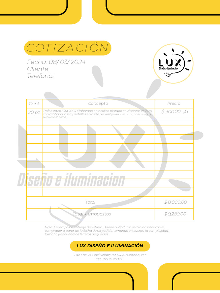 Cotizacion Trofeo | PDF