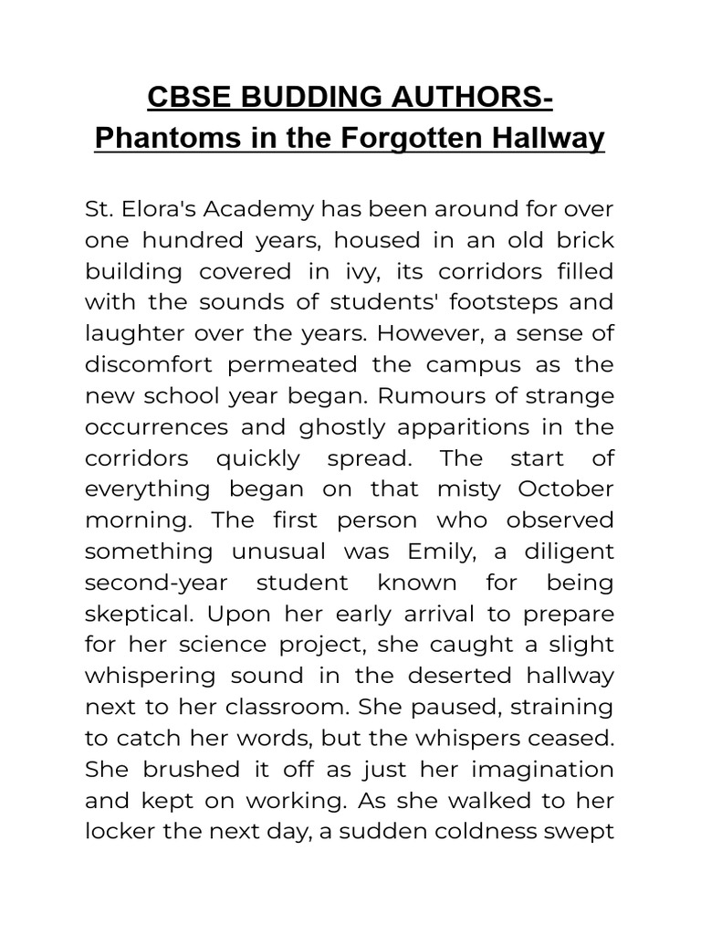 Phantoms in The Forgotten Hallway - CBSE Budding Authors | PDF