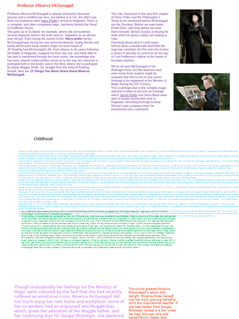 All Minerva Mcgonagall Facts | PDF | Fantasy Worlds | Fantasy Novel Series