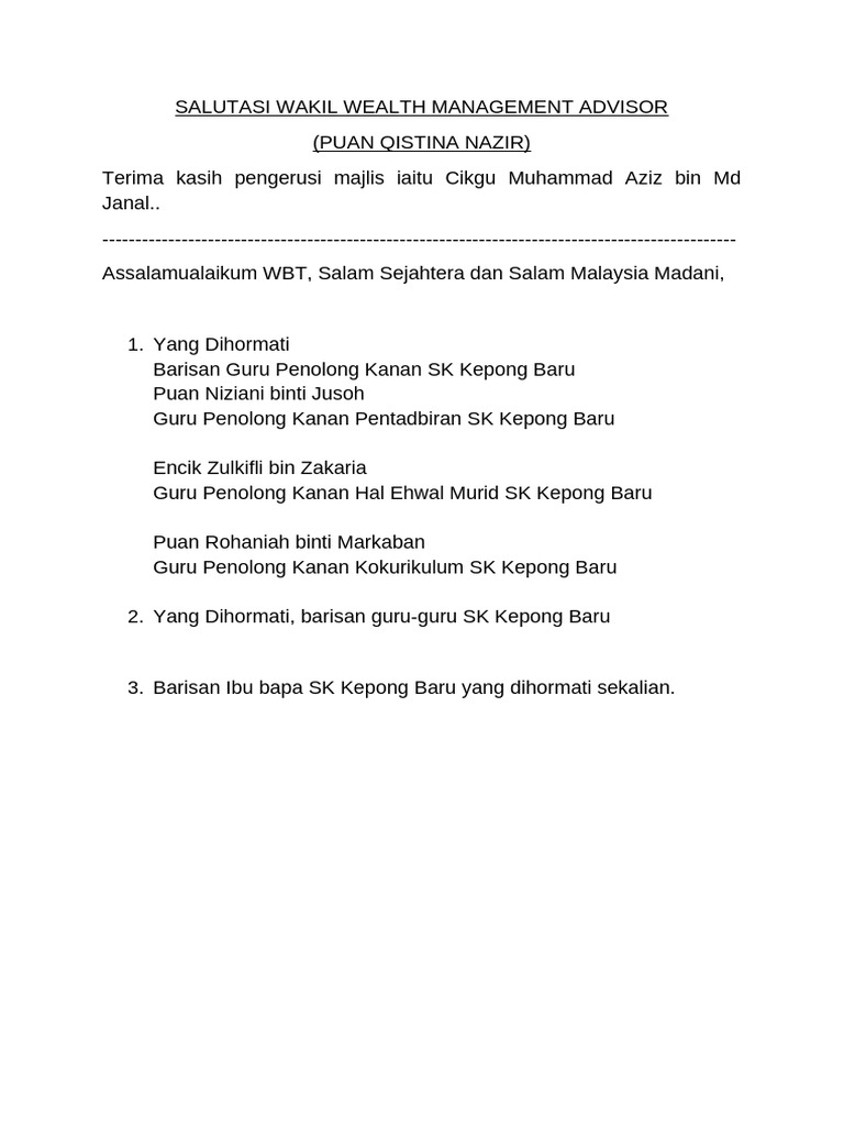 Salutasi Protokol | PDF