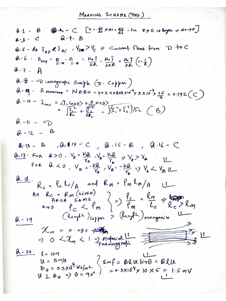 Marking Scheme Physics Half Yearly 2024 | PDF