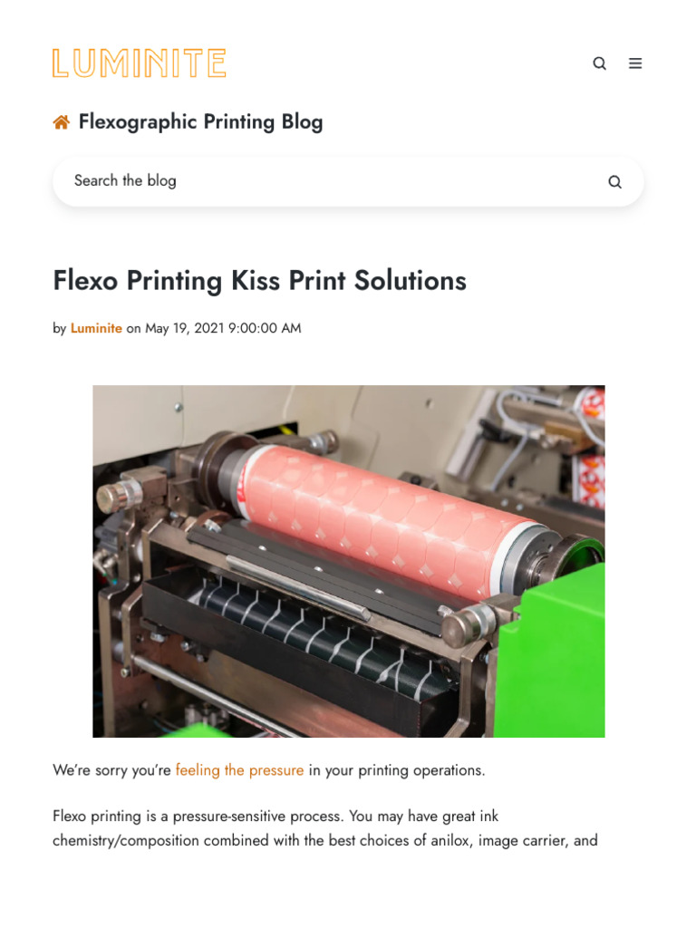 Flexo Printing Kiss Print Solutions | PDF | Publishing | Communication ...