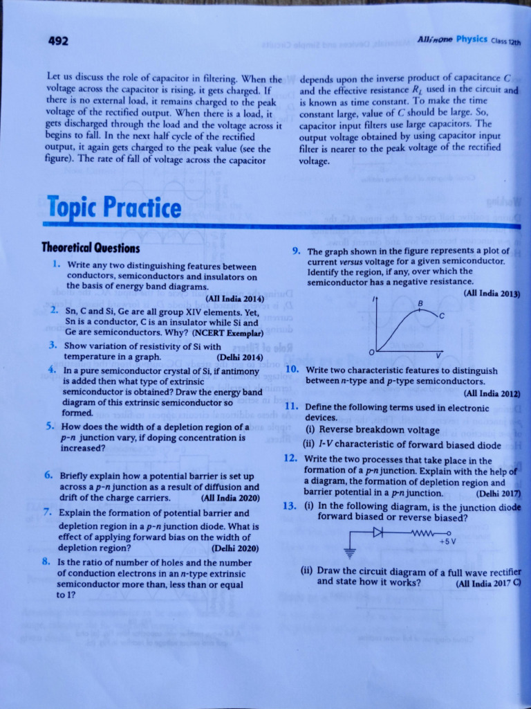 G12 Ch14 Practice | PDF | P–N Junction | Rectifier