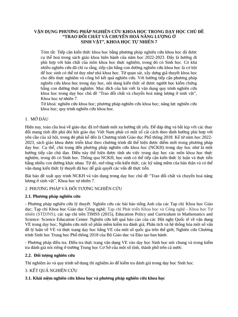 NCKH - TĐC Và CHNL - Quang H P | PDF